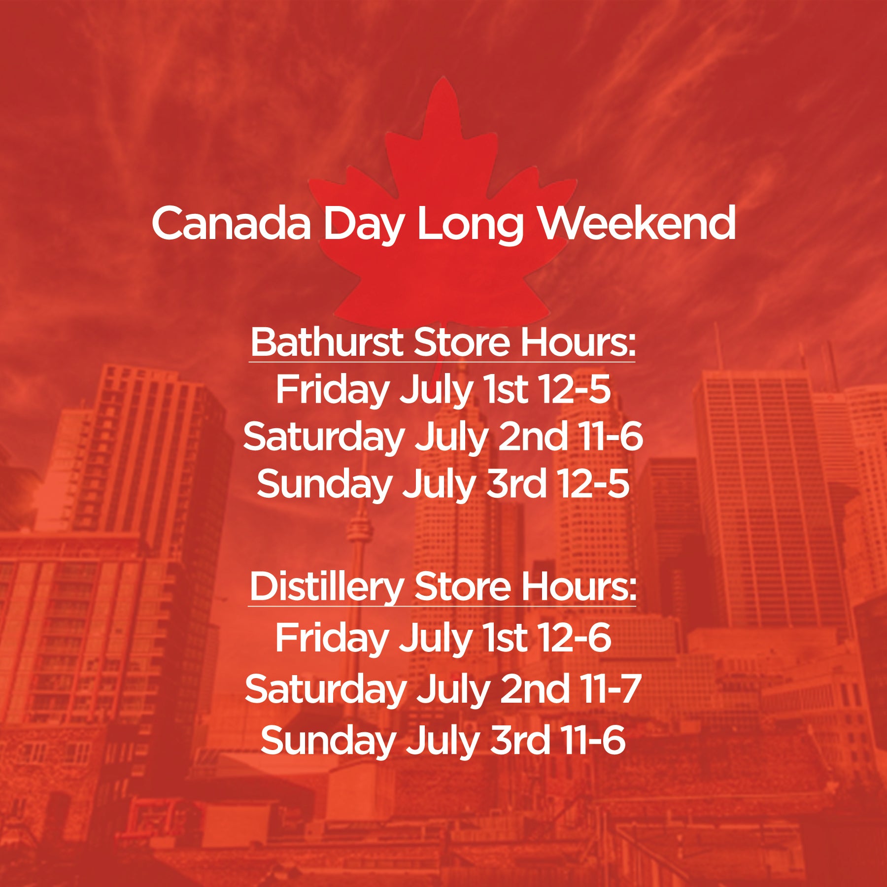 Canada Day Store Hours