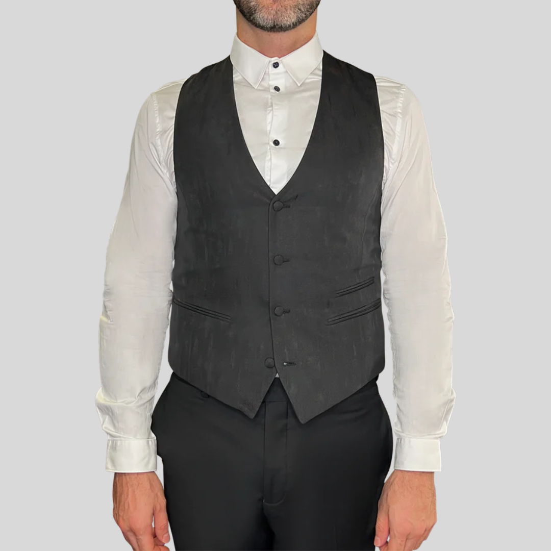 Digel Patterned Slim Fit Ceremony Vest Black